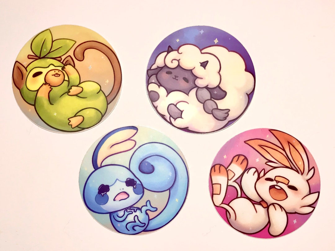 Cute Pokemon 3 Waterproof Vinyl Sticker: Kawaii Grookey Wooloo Sobble ...