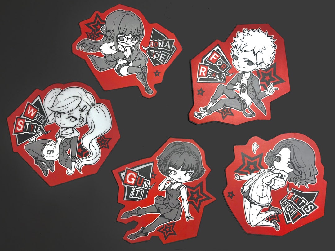 Persona5 3 Vinyl Stickers: Ann, Haru, Ryuji, Futaba, Makoto Chibi P5 ...