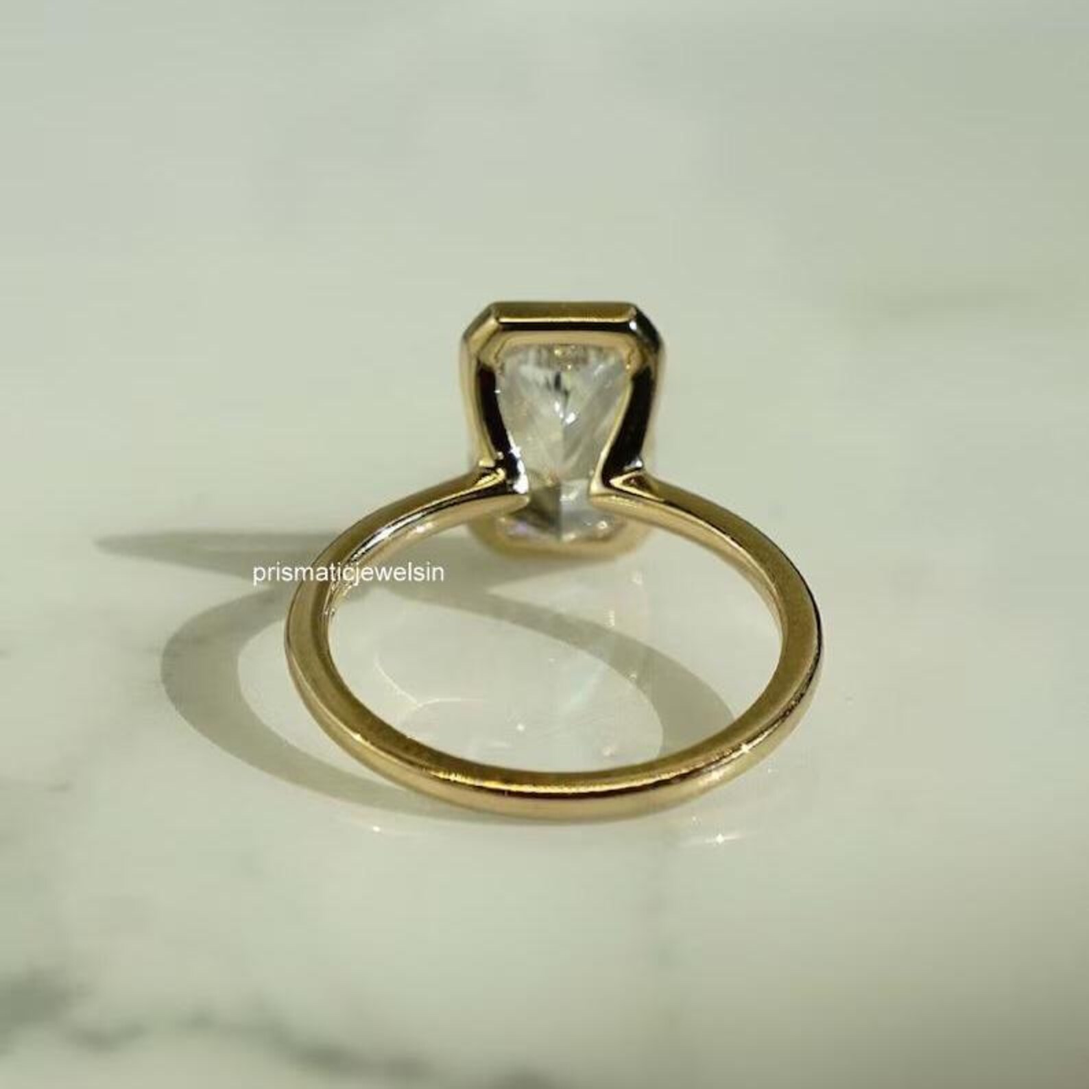Half Bezel Set Radiant Moissanite Diamond Ring 2 CT Radiant Cut ...