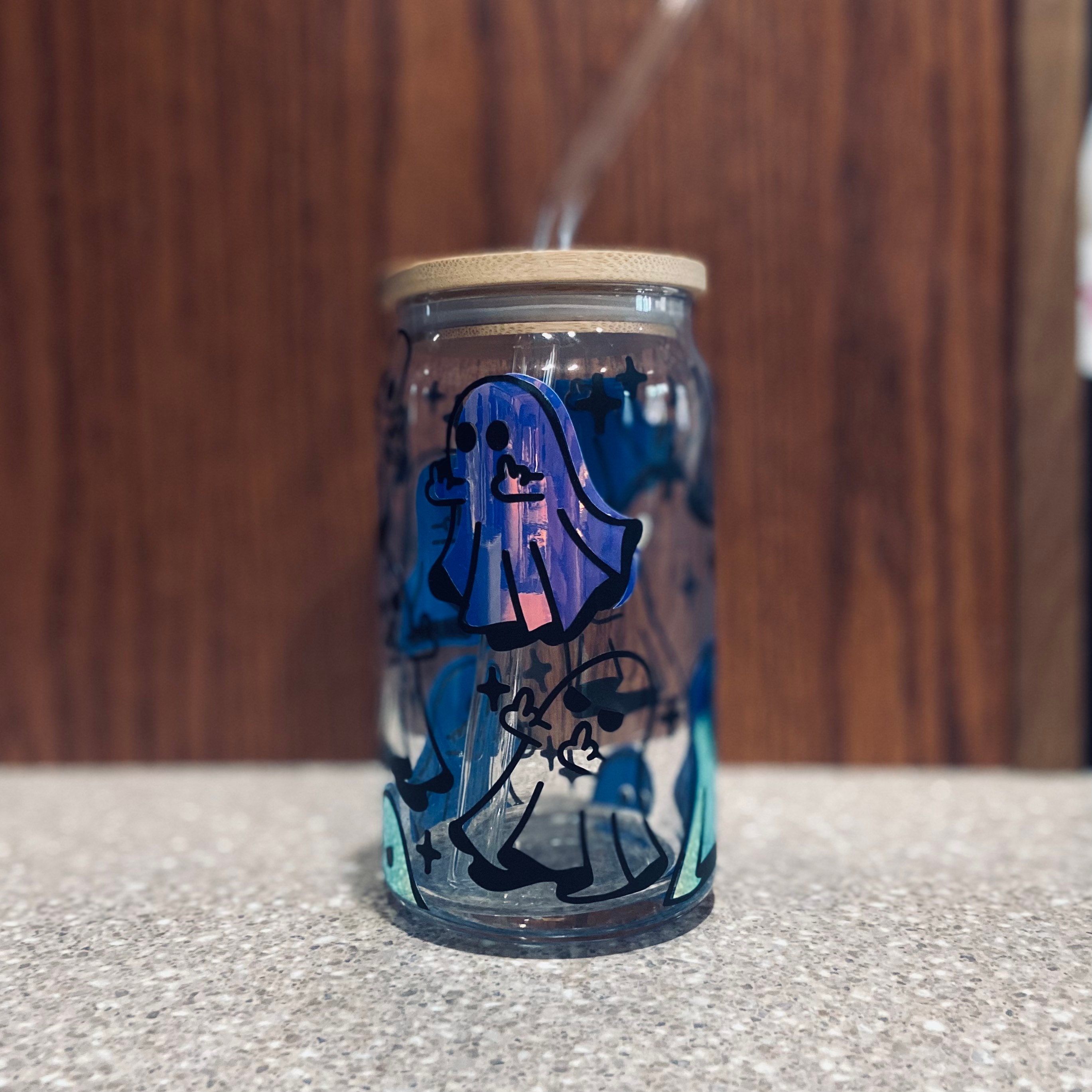 Ghost Middle Finger Glass Cup - Etsy