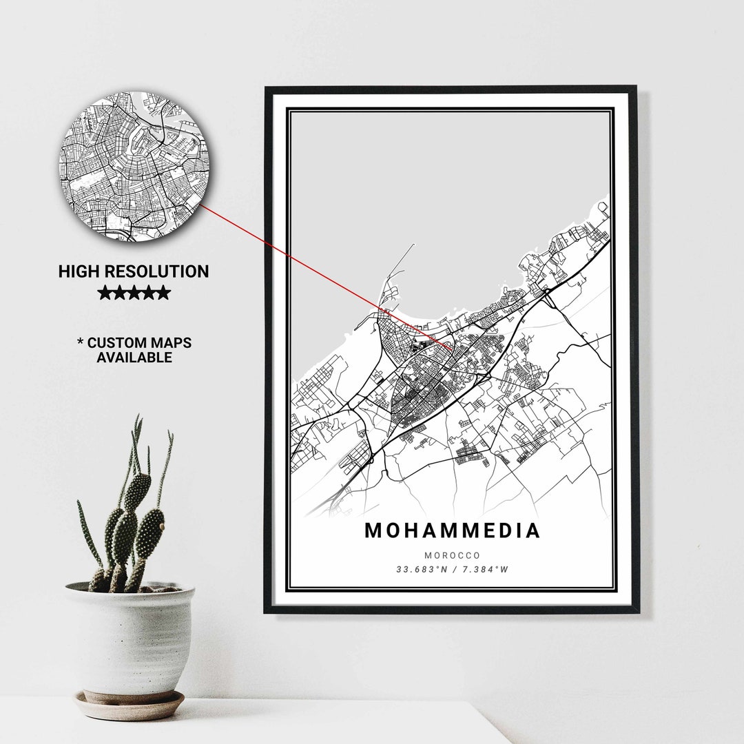 Mohammedia, Mohammedia Map, Mohammedia Poster, Map Poster, City Poster, City Print, Map Print ...