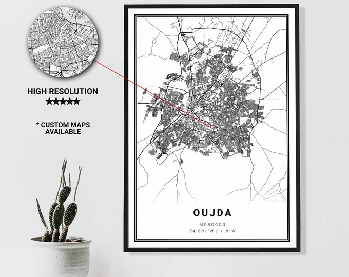 Oujda, Oujda Map, Oujda Poster, Map Poster, City Poster, City Print ...