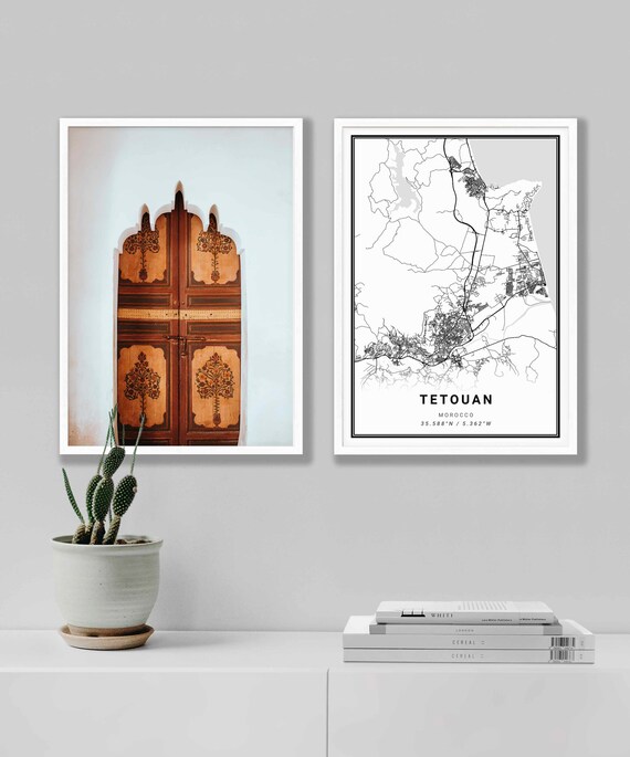 Modern Poster Tetouan map Map Print Moroccan Travel Tetouan poster City ...