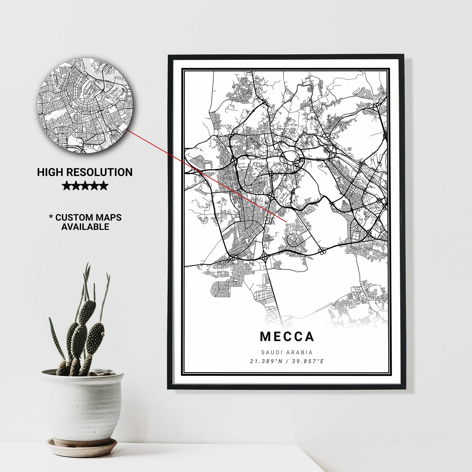 Mecca, Mekka, Mecca Map, Mecca Poster, Map Poster, City Poster, City ...