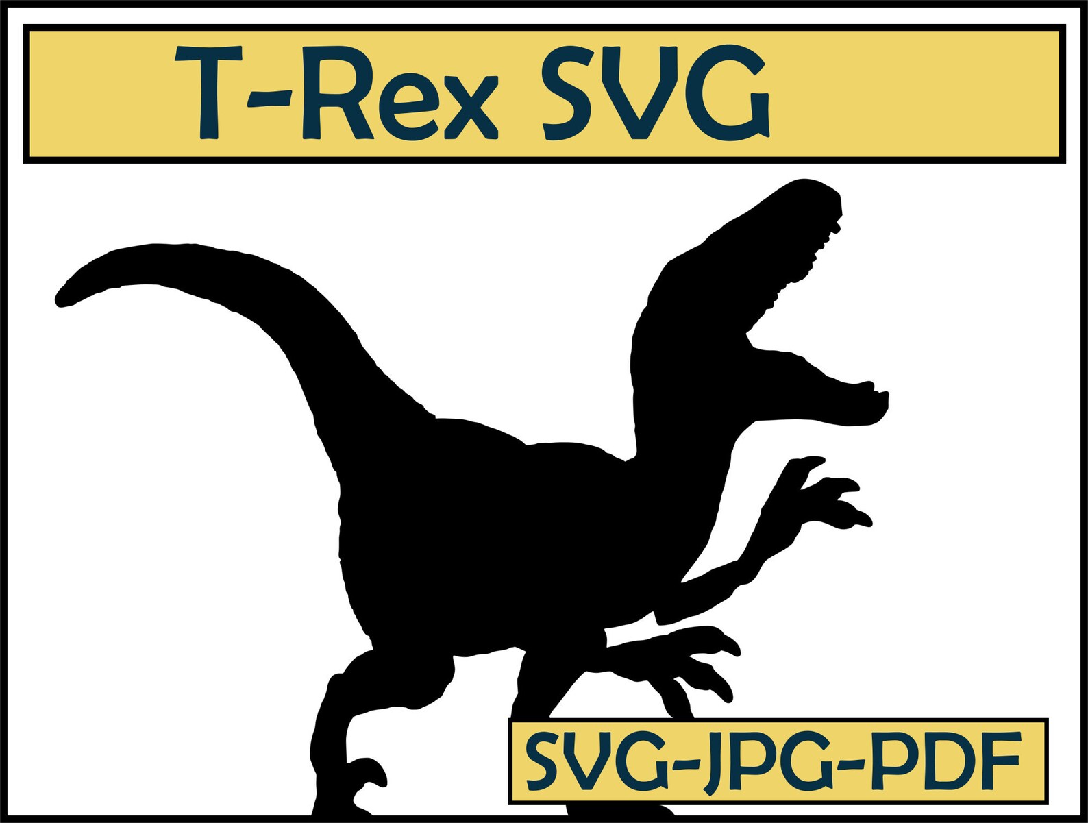 T-rex Dinosaur SVG Silhouette & Outline Clipart | Tyrannosaurus Rex ...