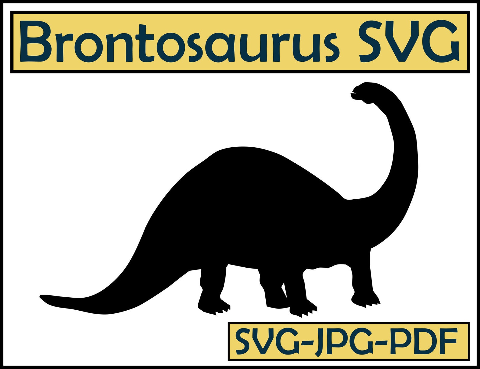 Brontosaurus Dinosaur SVG Image Silhouette & Outline Clipart | Graphics ...
