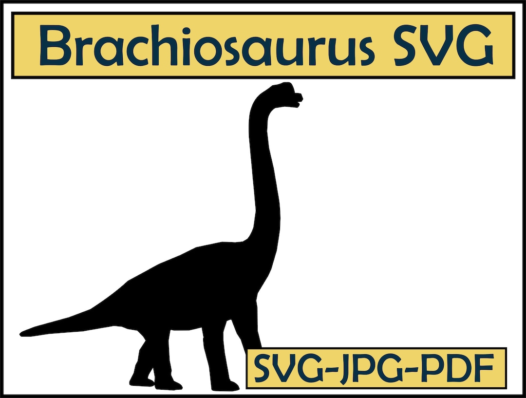 Brachiosaurus Dinosaur SVG Image Silhouette & Outline Clipart ...