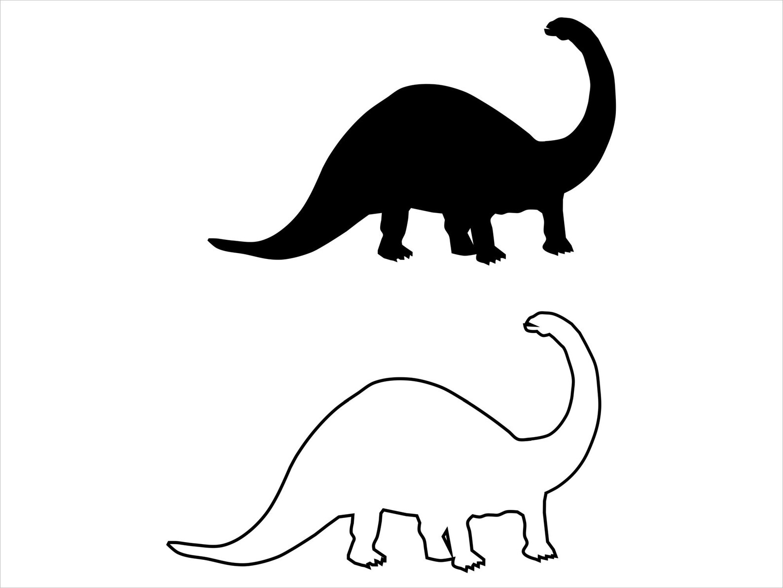 Brontosaurus Dinosaur SVG Image Silhouette & Outline Clipart | Graphics ...