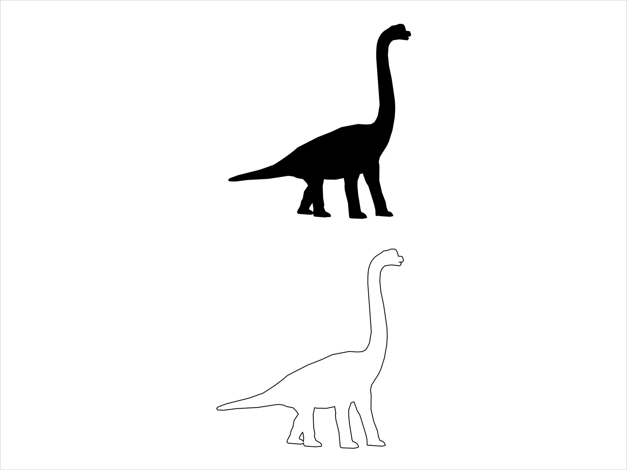 Brachiosaurus Dinosaur SVG Image Silhouette & Outline Clipart ...