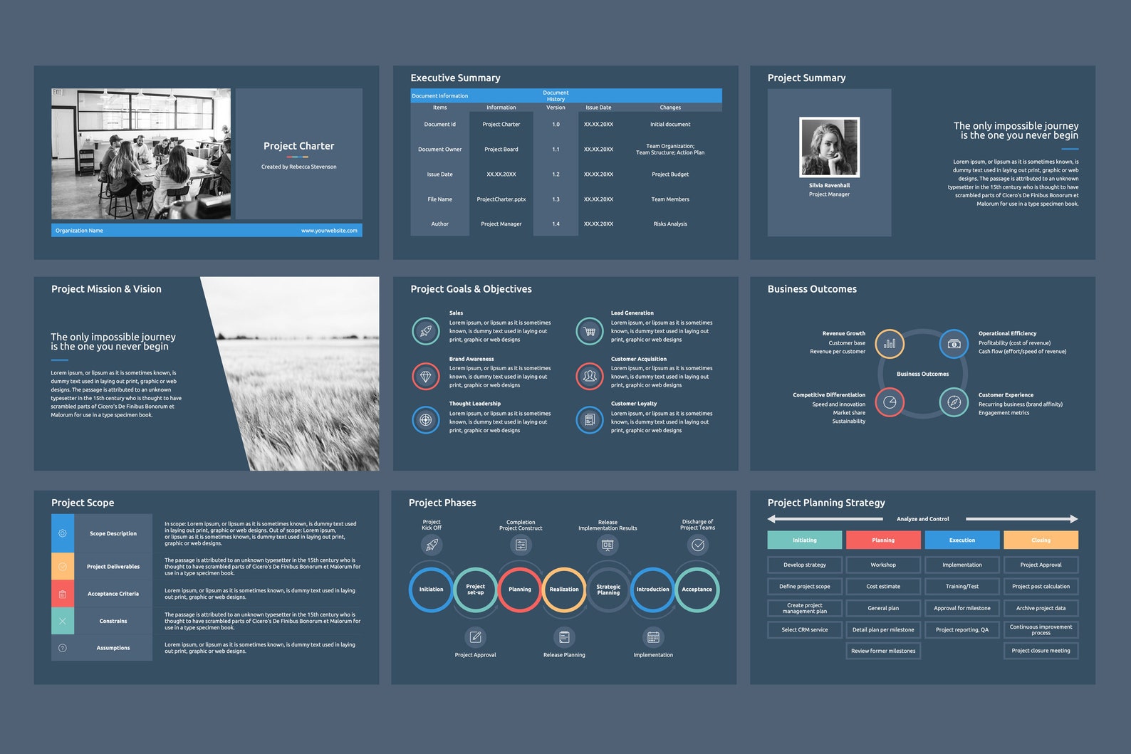 Project Charter Presentation Template | Powerpoint, Google Slides ...