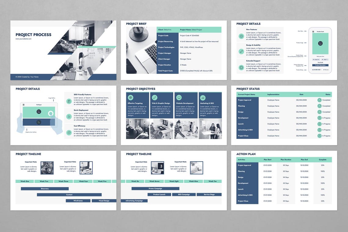Project Process Presentation Template | Workflow & Diagram Deck ...