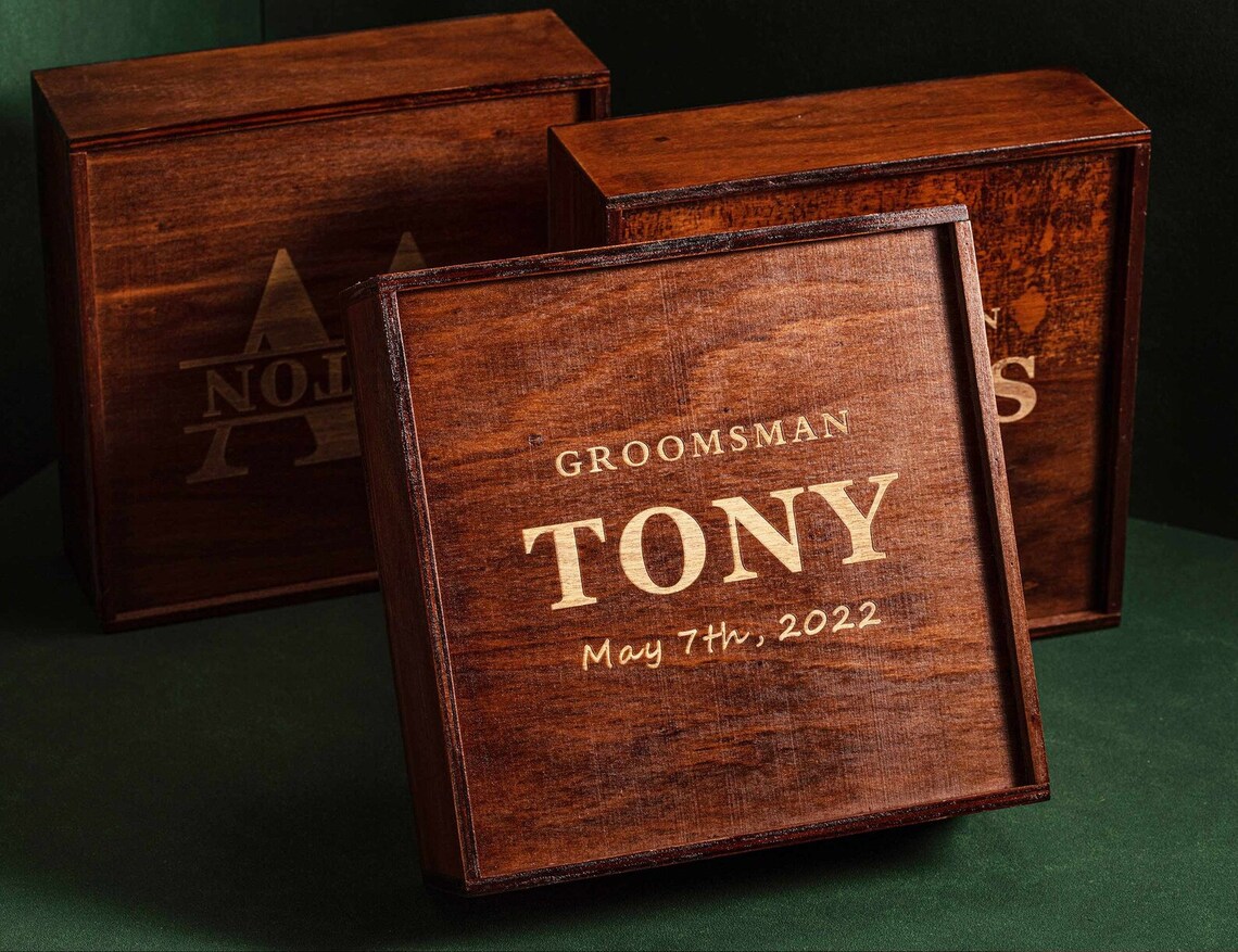 Groomsmen Gifts Box, Empty Personalized Groomsmen Gift Box, Wooden Gift ...