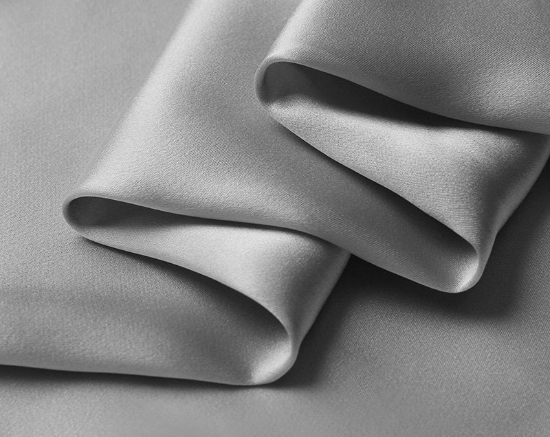 Slver Grey Silk Satin Fabric Pure Solid Color for Wedding, Evening ...
