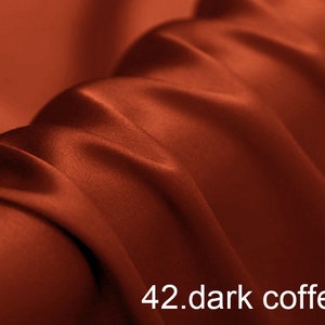 Silk Satin Fabric Pure Solid Fabric NO.42 Dark Coffee Color for Wedding ...