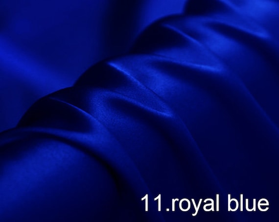 Silk Satin Fabric Pure Solid Fabric NO.11 Royal Blue Color for | Etsy