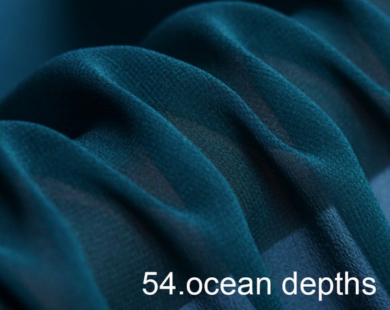 Ocean Depths Color Silk Georgette Pure Solid Fabric 45 - Etsy