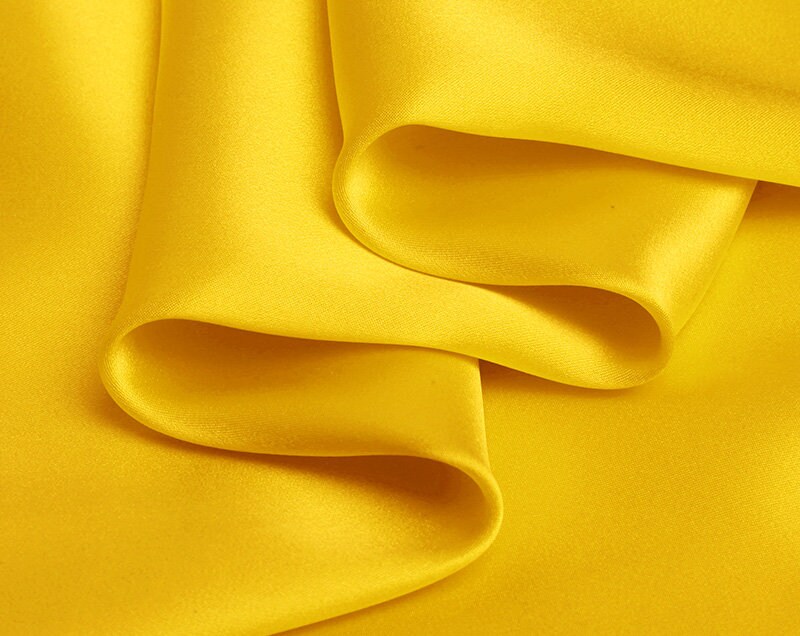 Golden Yellow Silk Satin Fabric Pure Solid Fabric for Wedding, Evening ...