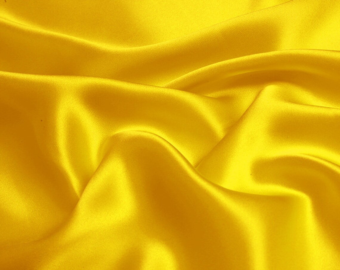Golden Yellow Silk Satin Fabric Pure Solid Fabric for Wedding, Evening ...