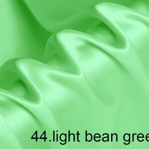 Silk Satin Fabric Pure Solid Fabric NO.44 Light Bean Green Color for ...