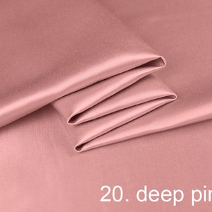 Silk Wool Satin Fabric Pure Solid Fabric 55" Width NO.20 Deep Pink ...