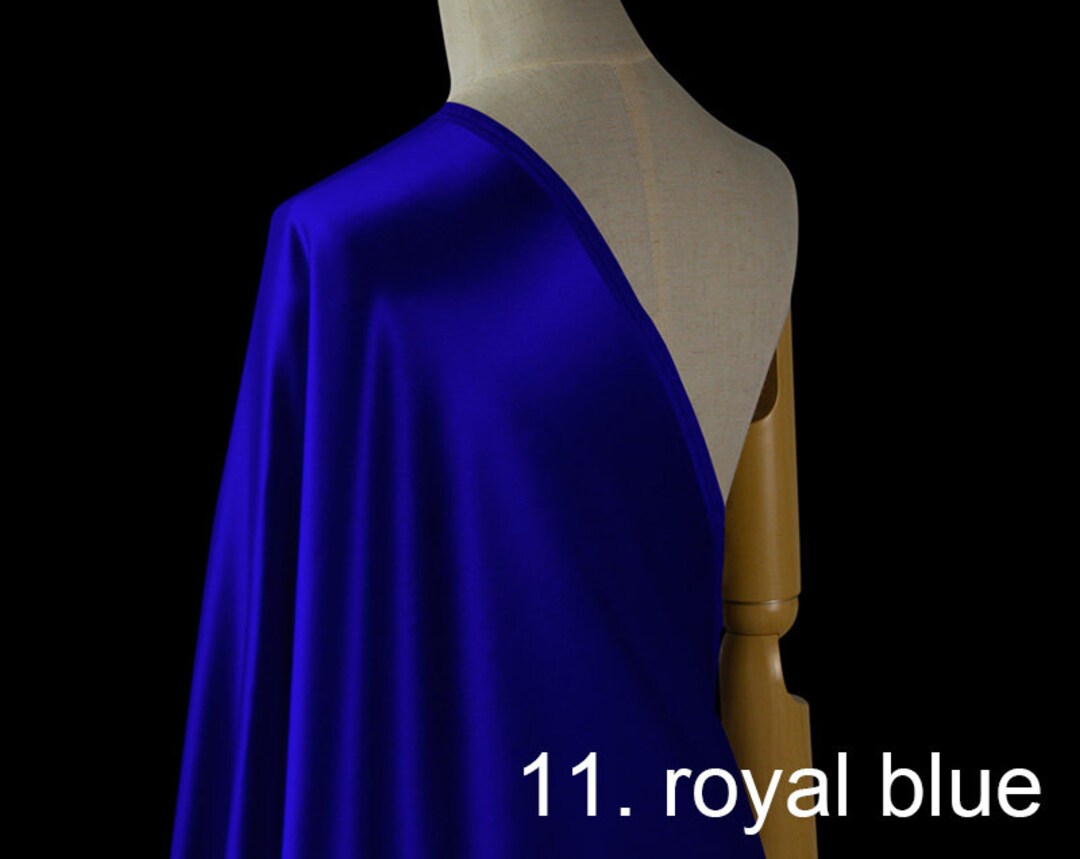 Silk Wool Satin Fabric Pure Solid Fabric 55" Width NO.11 Royal Blue ...