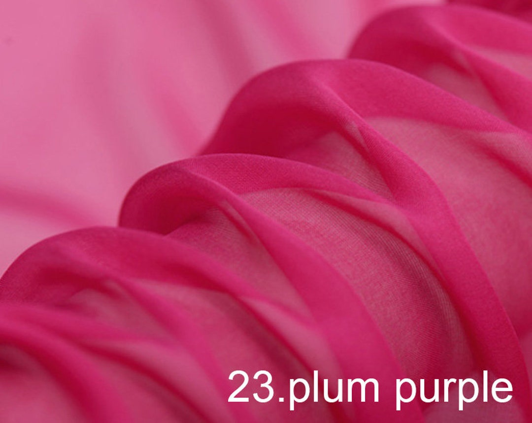 Plum Purple 100% 5mm Silk Chiffon Fabric 55 Width for Wedding Dress DIY ...