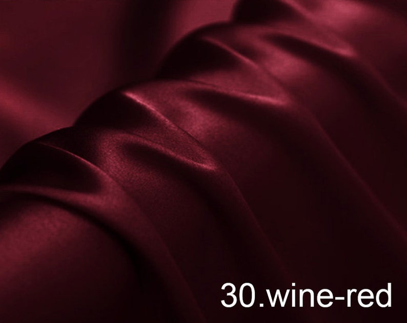 Silk Satin Fabric Pure Solid Fabric NO.30 Wine-red Color for - Etsy