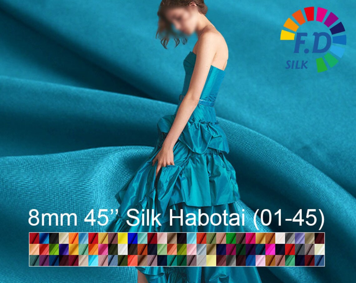 8mm Silk Habotai Fabric Solid Color 45 Width NO.01 to - Etsy