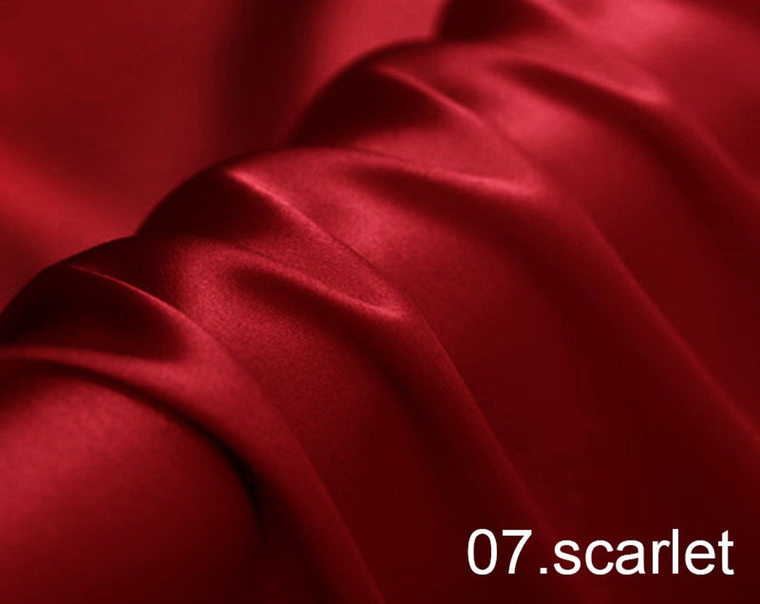 Silk Satin Fabric Pure Solid Fabric NO.07 Scarlet Color for Wedding ...