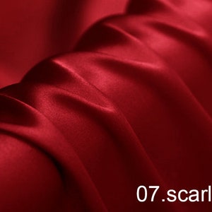 Silk Satin Fabric Pure Solid Fabric NO.07 Scarlet Color for Wedding ...