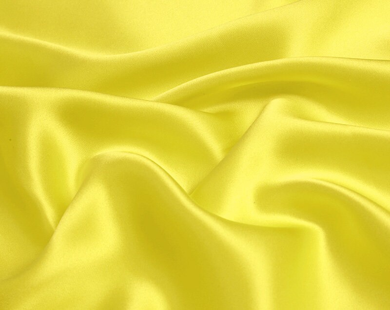 Silk Satin Fabric Pure Solid Fabric NO.10 Bright Yellow Color - Etsy