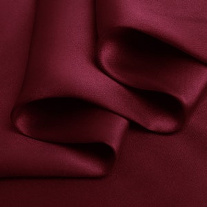 Natural Silk Satin Fabric Crimson Color for Wedding, Evening Dress ...