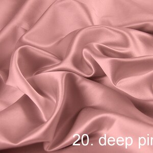 Silk Wool Satin Fabric Pure Solid Fabric 55" Width NO.20 Deep Pink ...