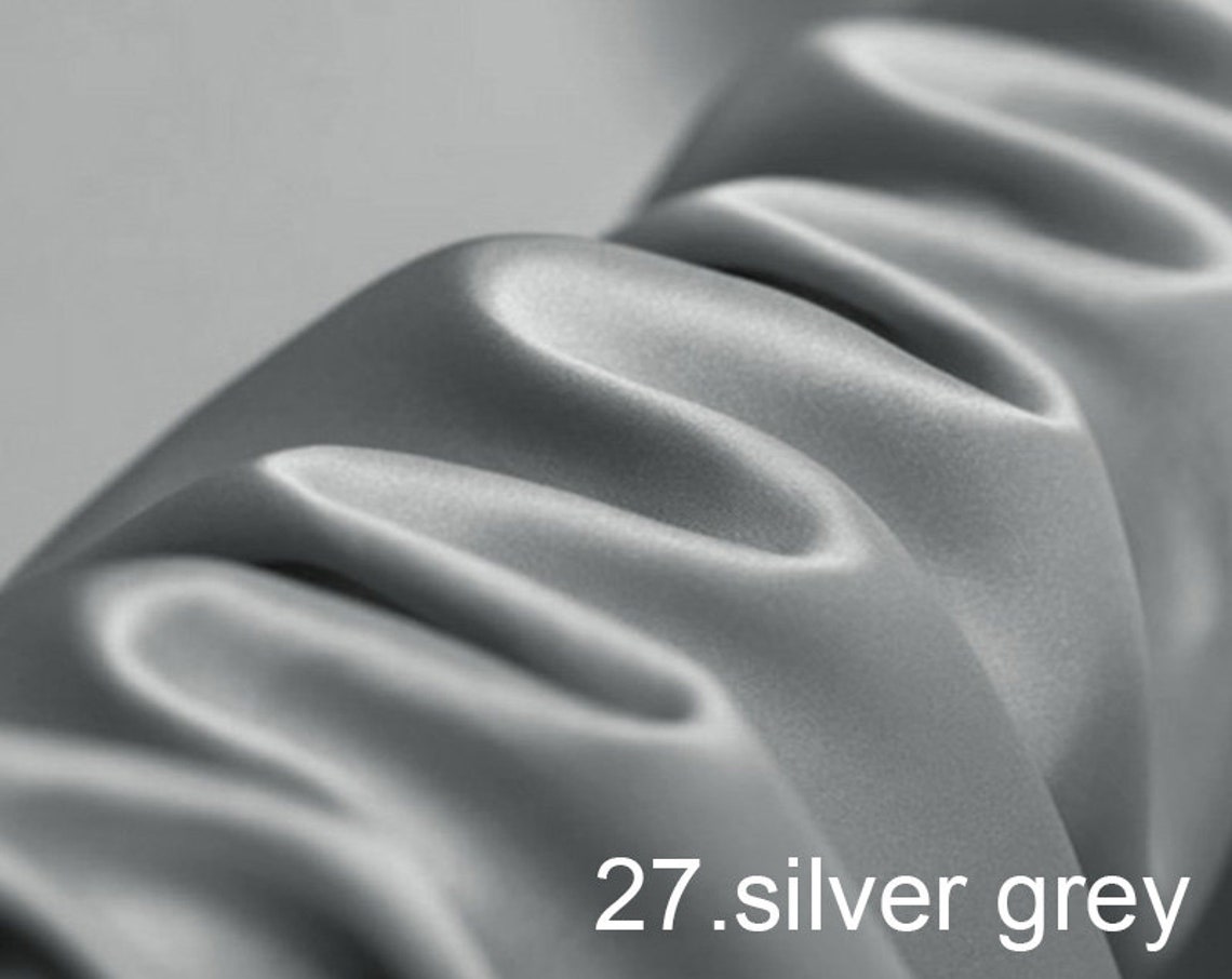 Slver Grey Silk Satin Fabric Pure Solid Color for Wedding, Evening ...