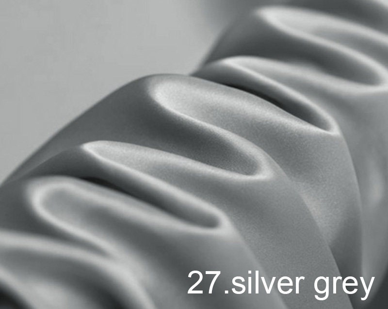 Slver Grey Silk Satin Fabric Pure Solid Color for Wedding, Evening ...