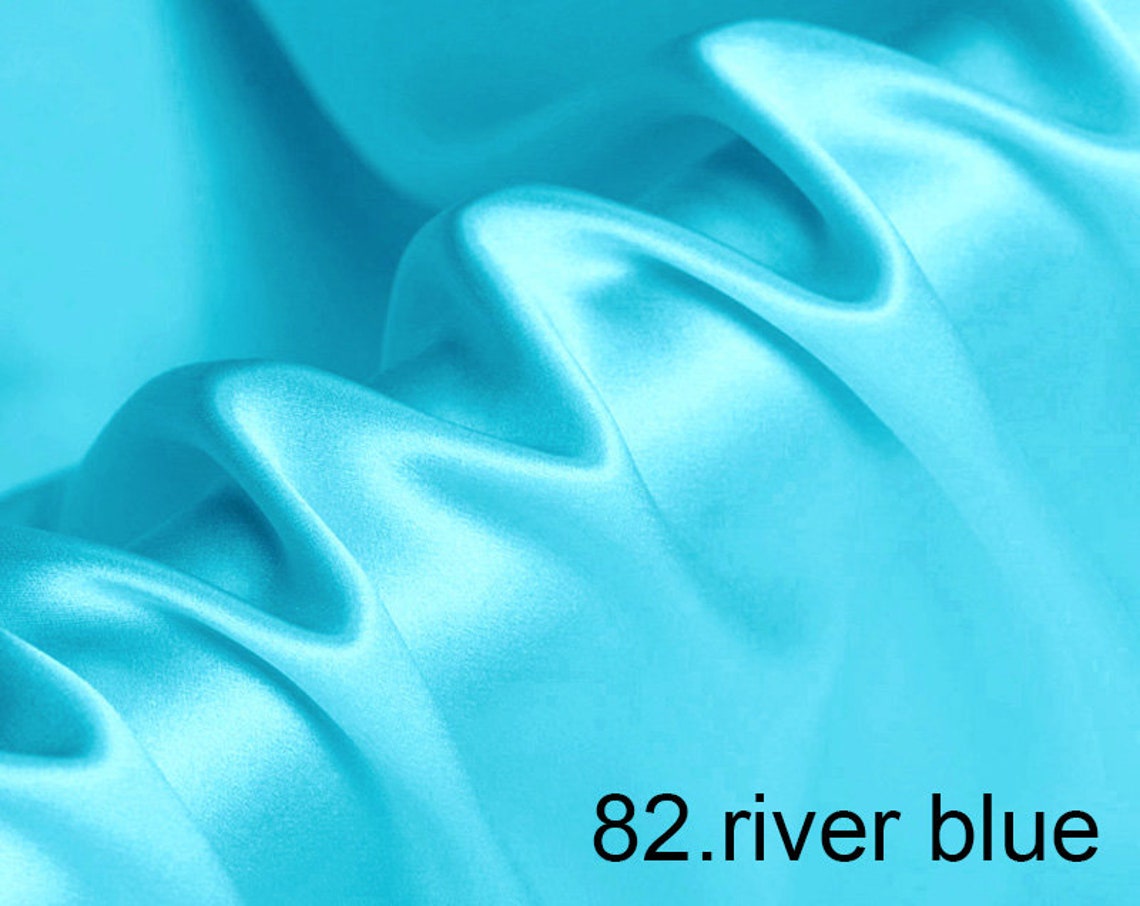 River Blue Color Silk Satin Fabric for Wedding Evening Dress - Etsy