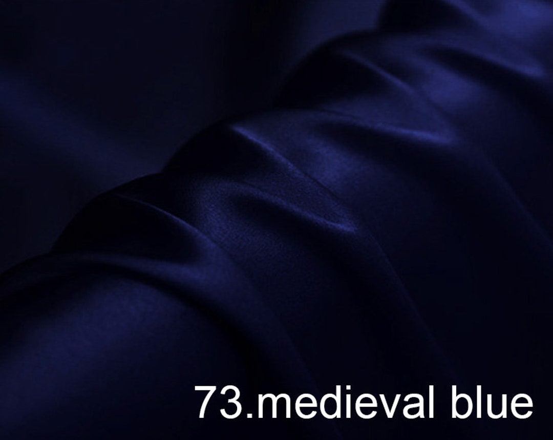 Silk Satin Fabric Pure Solid Fabric NO.73 Medieval Blue Color for ...