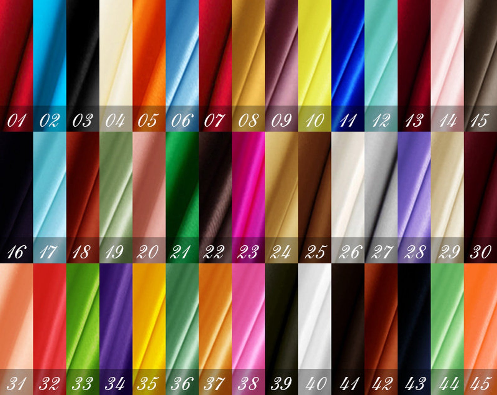 45 Colors 16mm Silk Charmeuse Satin Pure Solid Fabric 45 Width Color 1 ...