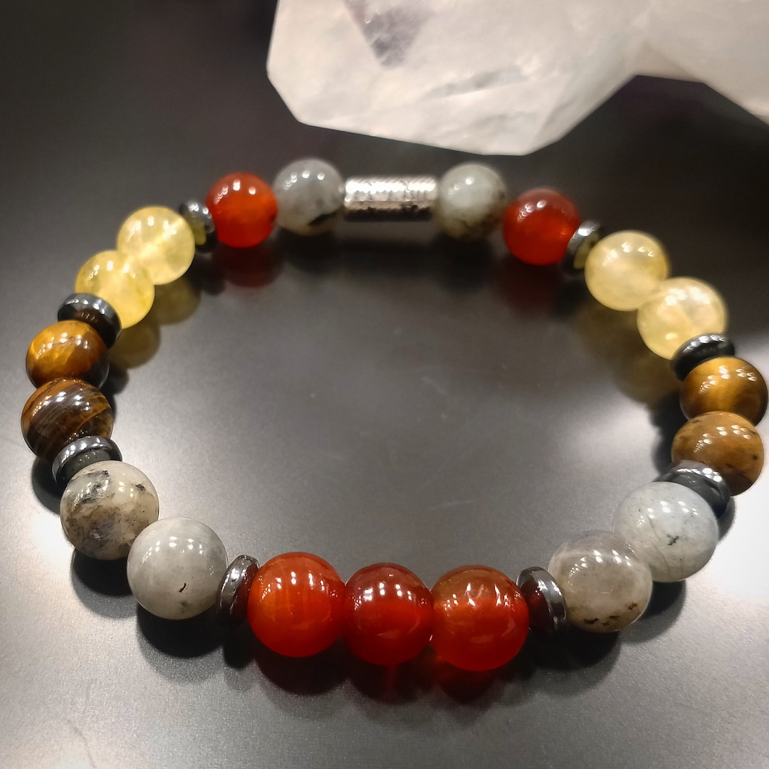 Men's Positive Energy Bracelet Crystal Healing Bracelet Courage ...