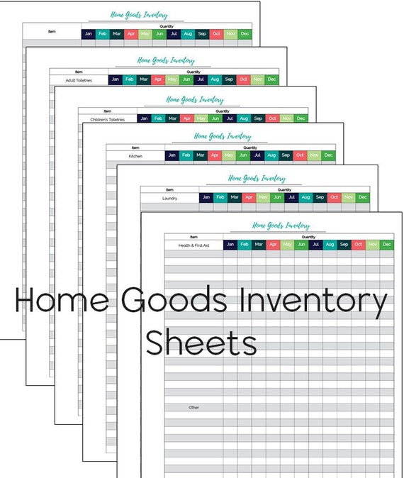 Home Goods Inventory Sheets. Downloadable Printables for Home | Etsy