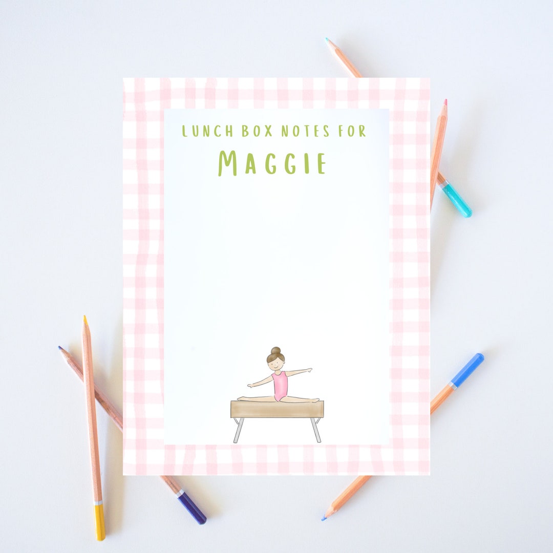 School Lunch Box Notes Personalized Notepad for Girls Gymnastics Lunch ...