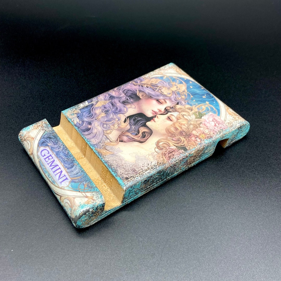 Gemini Zodiac Wooden Phone Stand, Astrology Themed Horoscope Mobile ...