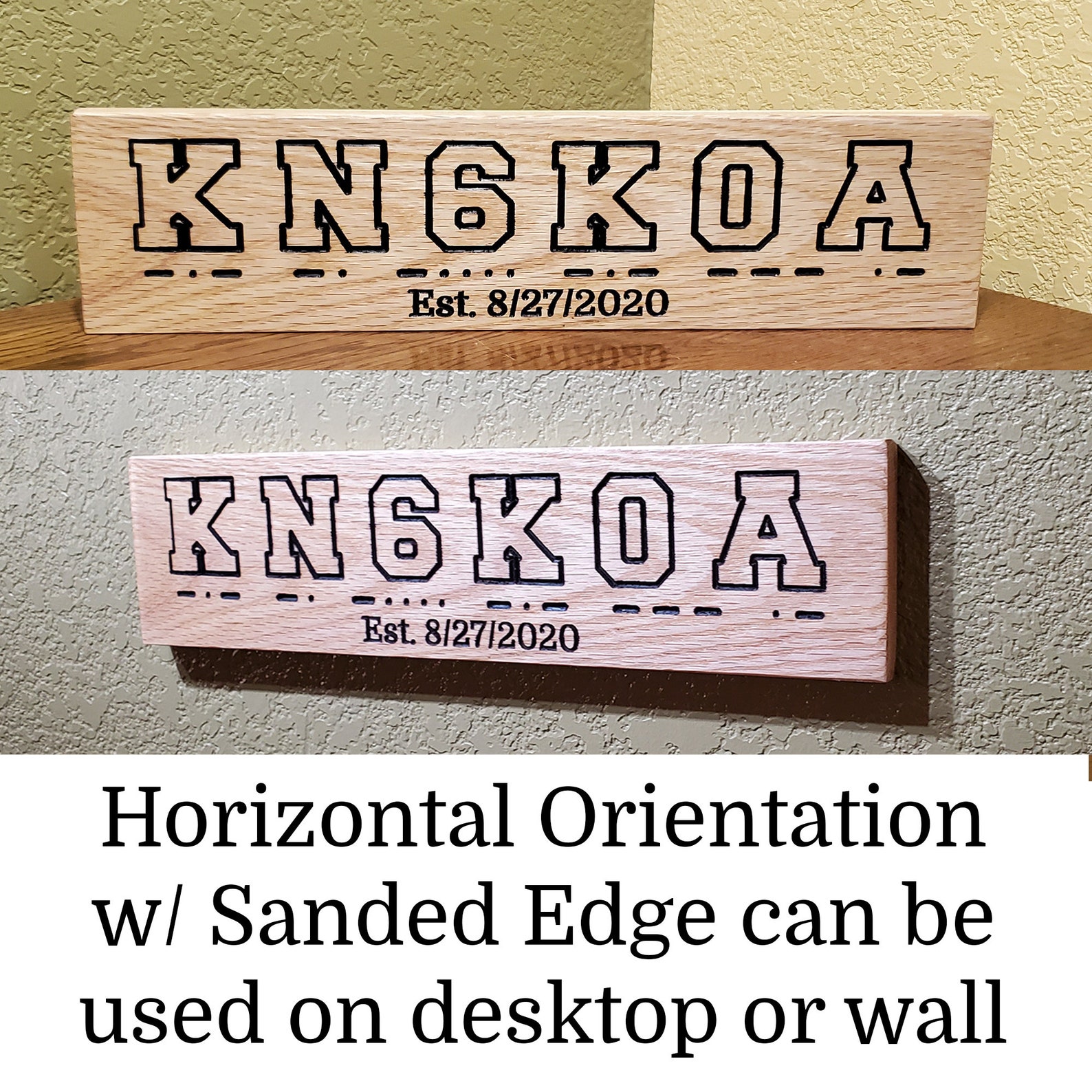 Amateur Radio Call Sign Plaque Desk Wall Ham Shack Decor Hardwood 4" X ...