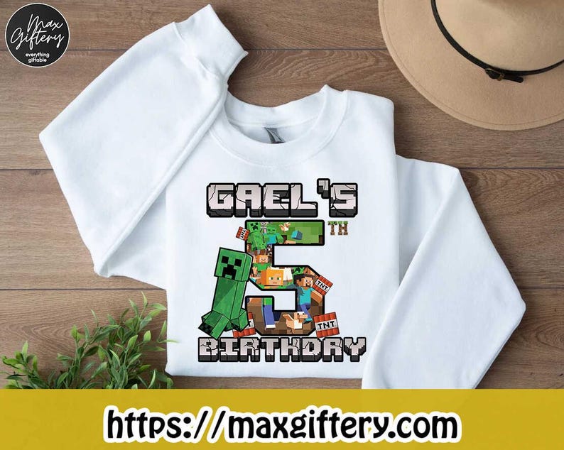 Personalized Minecraft Kids Birthday Shirt, Mine Birthday Shirt, Custom ...