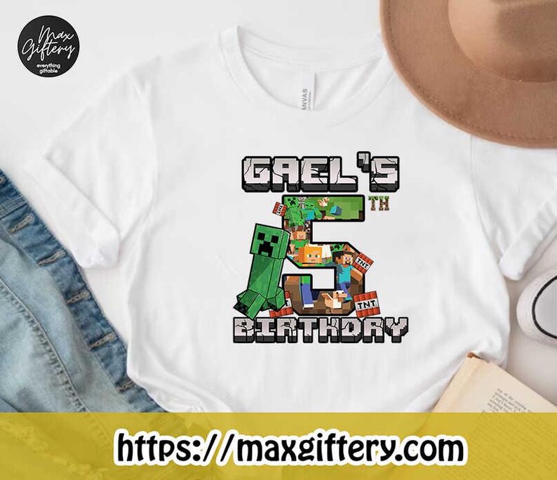 Personalized Minecraft Kids Birthday Shirt, Mine Birthday Shirt, Custom ...