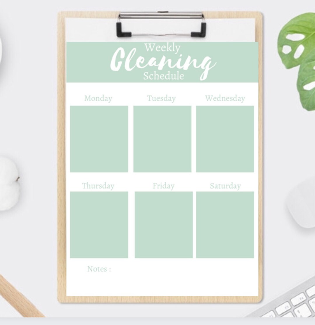 Weekly Cleaning Schedule BLANK, INSTANT DOWNLOAD, Cleaning Checklist ...