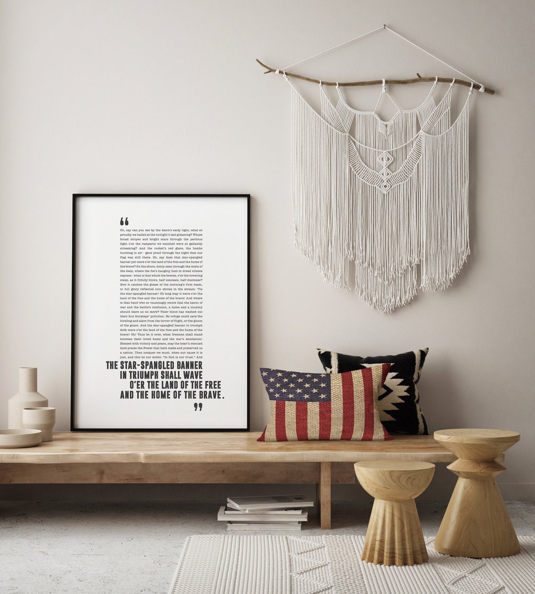 American National Anthem Star-spangled Banner Song Lyrics Print Song ...