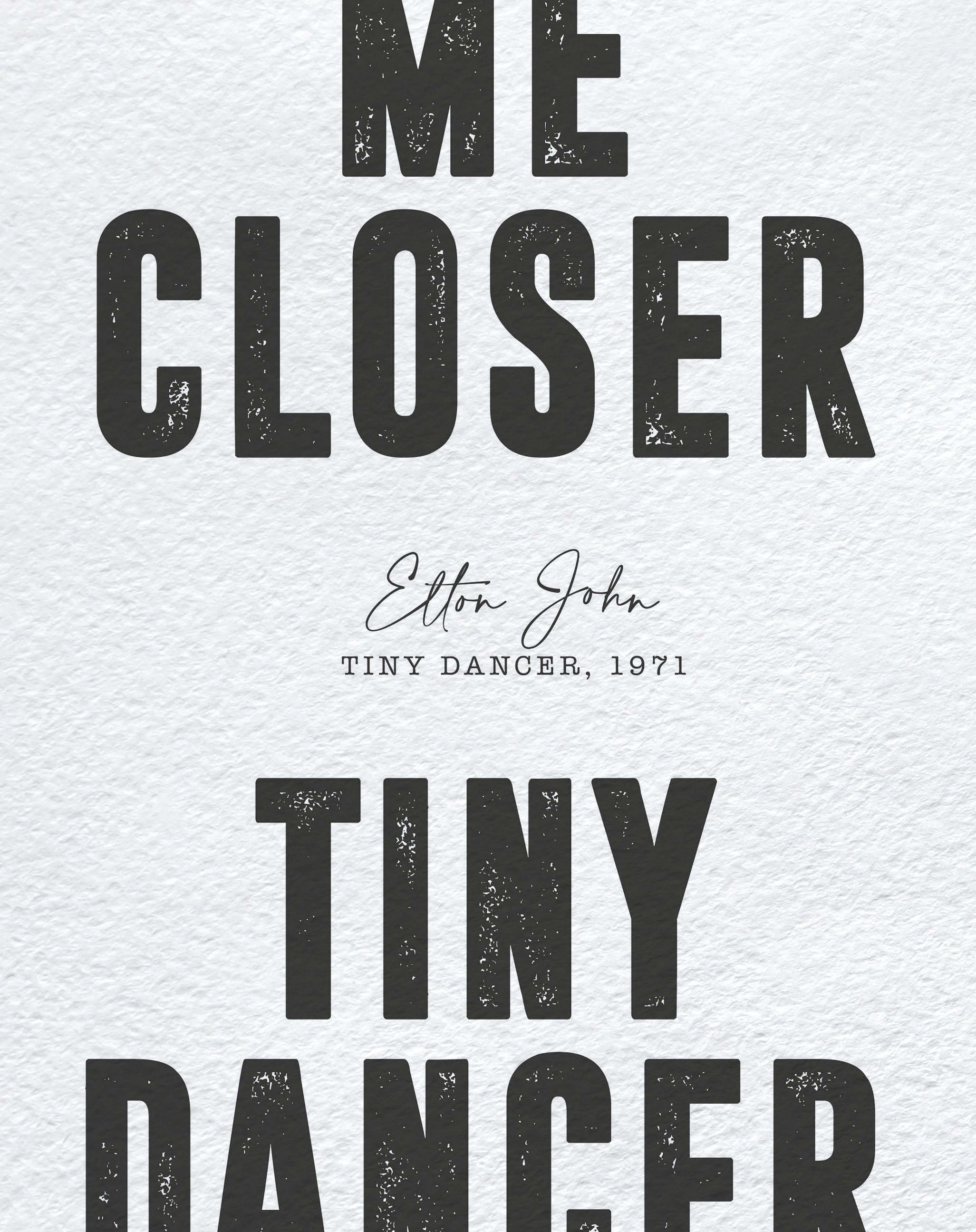Tiny Dancer | Elton John Poster | Song Lyrics Print | Song Lyrics Wall ...