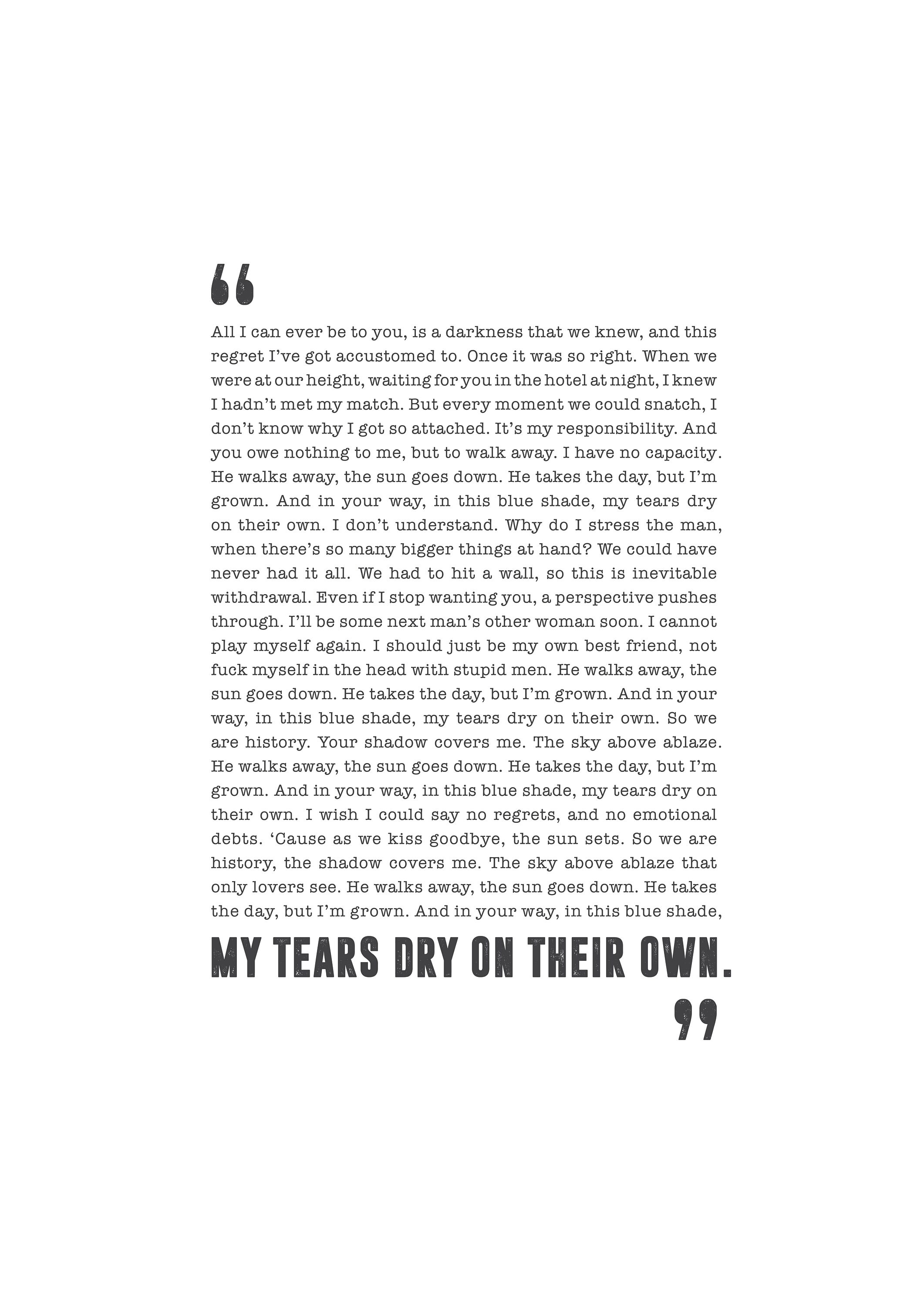 Tears Dry On Their Own Amy Winehouse Poster Song Lyrics Etsy