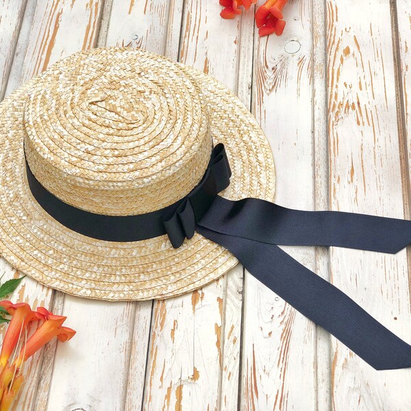 Straw Boater Hat - Etsy